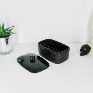 Skull Butter Dish, Skulls Dome Bowl, Matte Black, Gothic Gift, Creepy ...