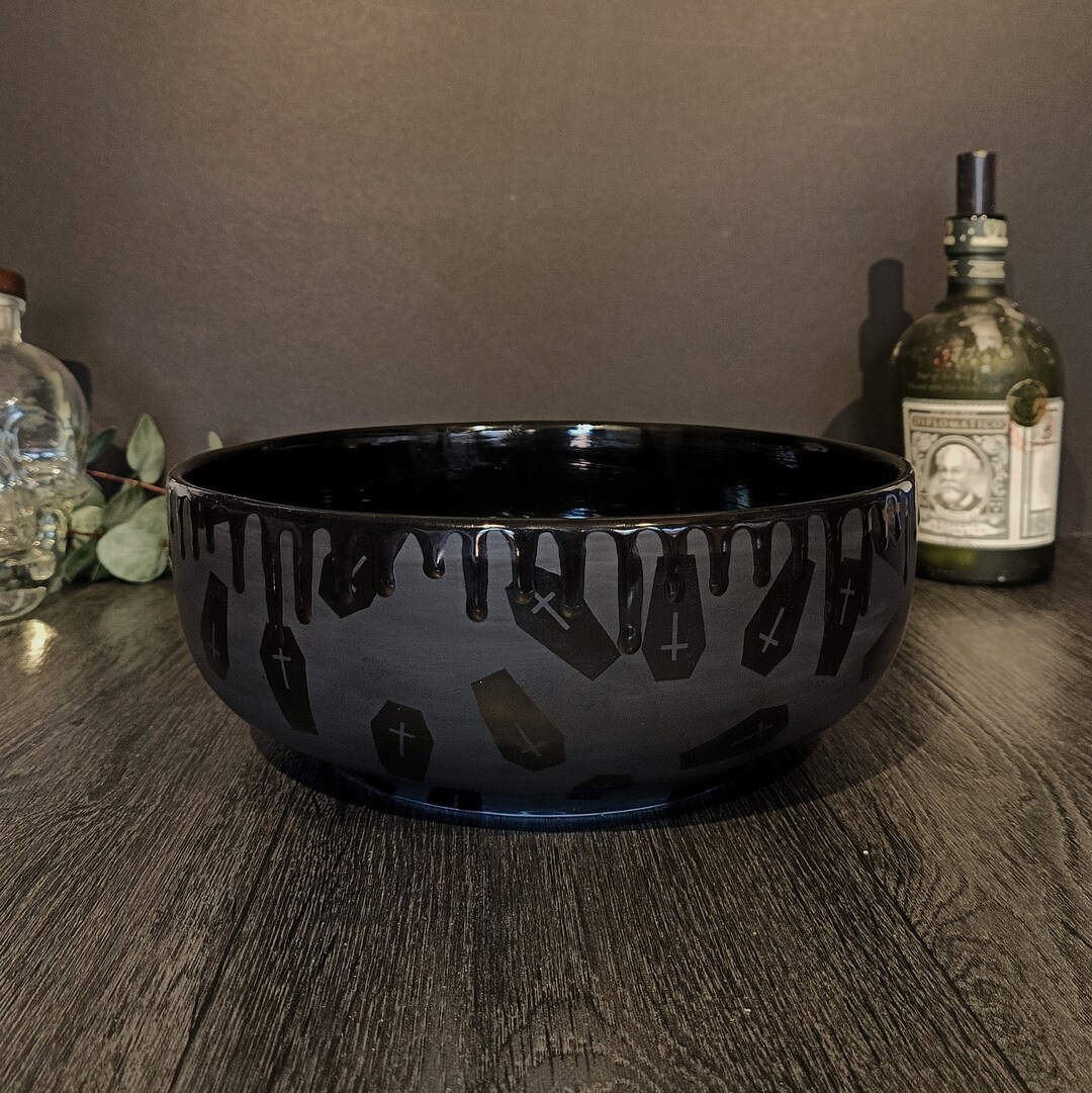 Matte Black Coffin, Casket Fruit Bowl, Satin Salad Dish, Gloss Effect ...