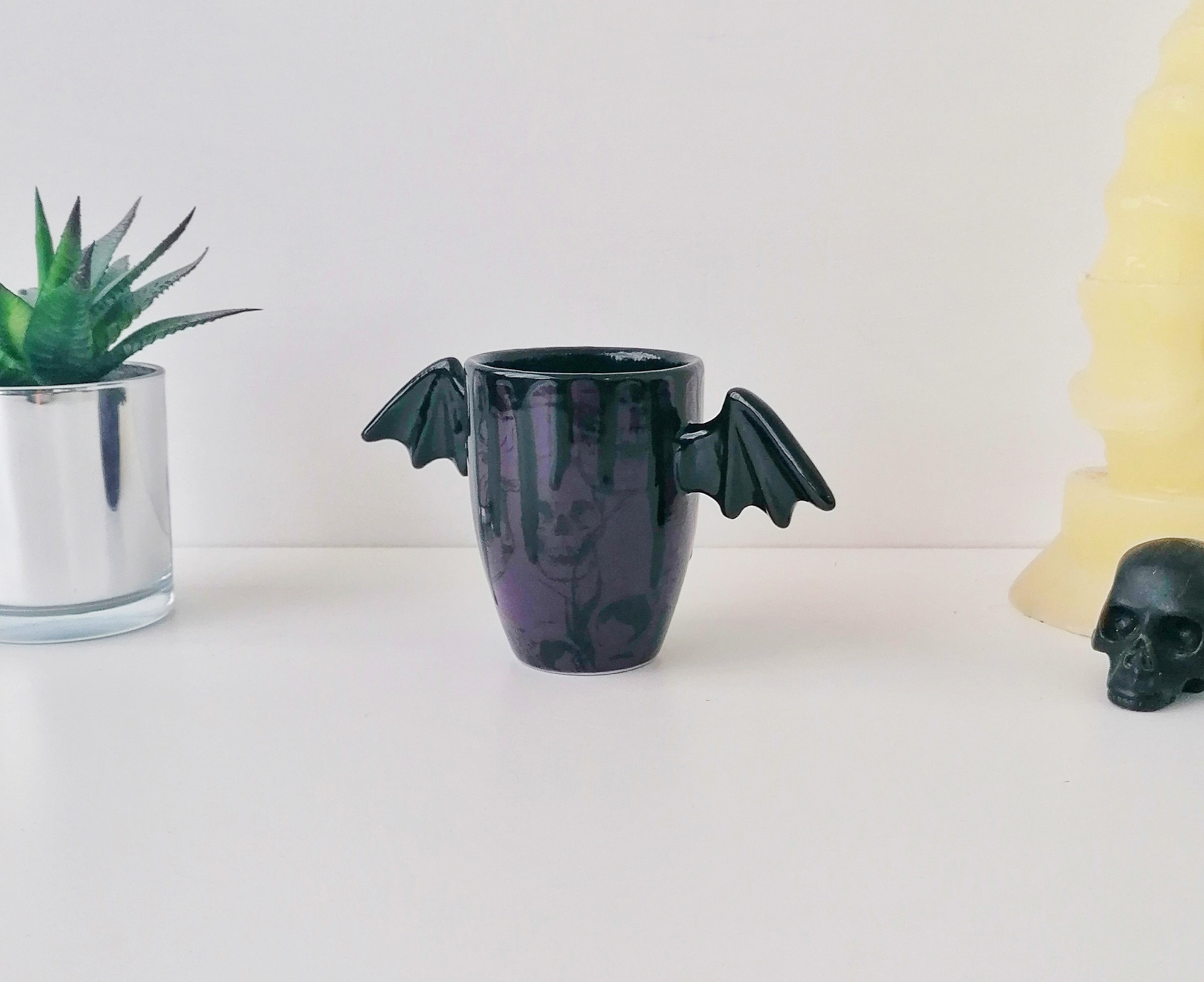 Purple Bat Wing Skull Wings Mug Skulls Gothic Cup Bats Goth - Etsy