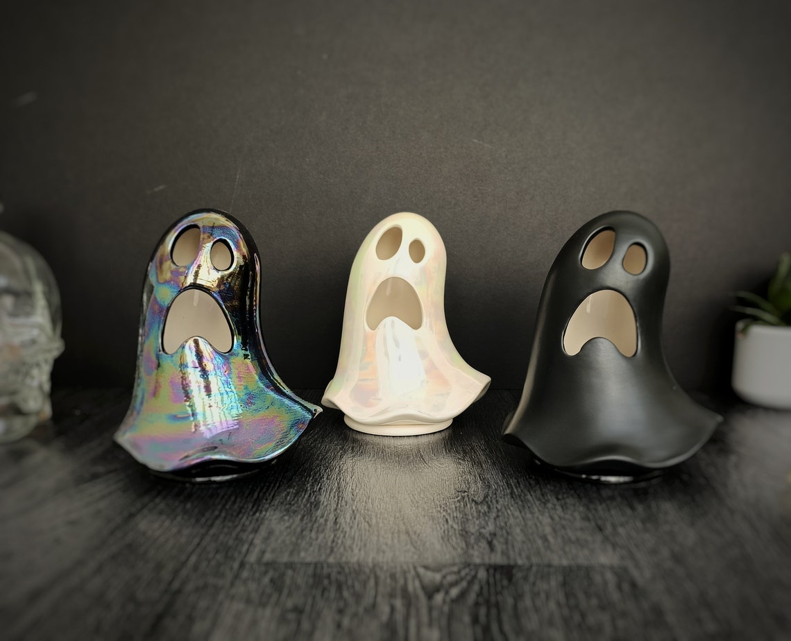Pearlescent White Ghost Ghosts Tea Light Halloween - Etsy