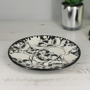 Skull Dinner Set, Gothic Lunch Service, Alternative Coupe Plate, Black ...