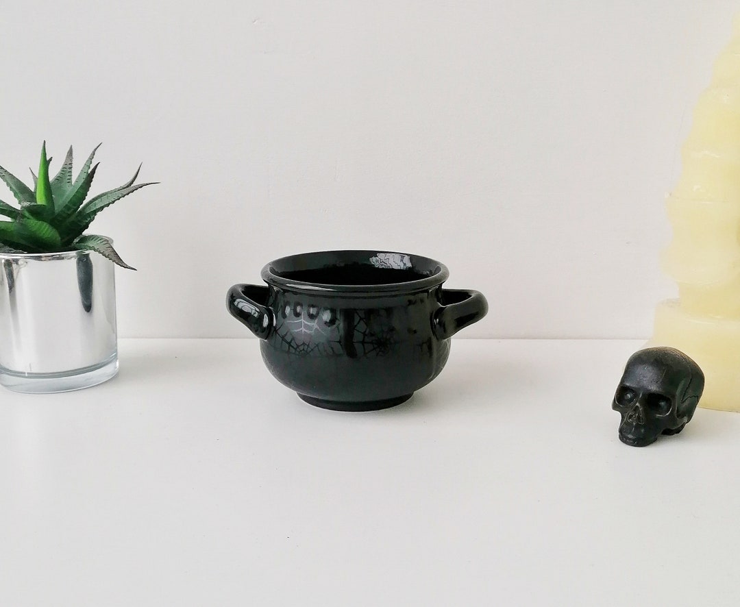 Matte Black Web, Cauldron Candle Bowl, Soup Bowls, Pumpkin Spiced, Goth ...