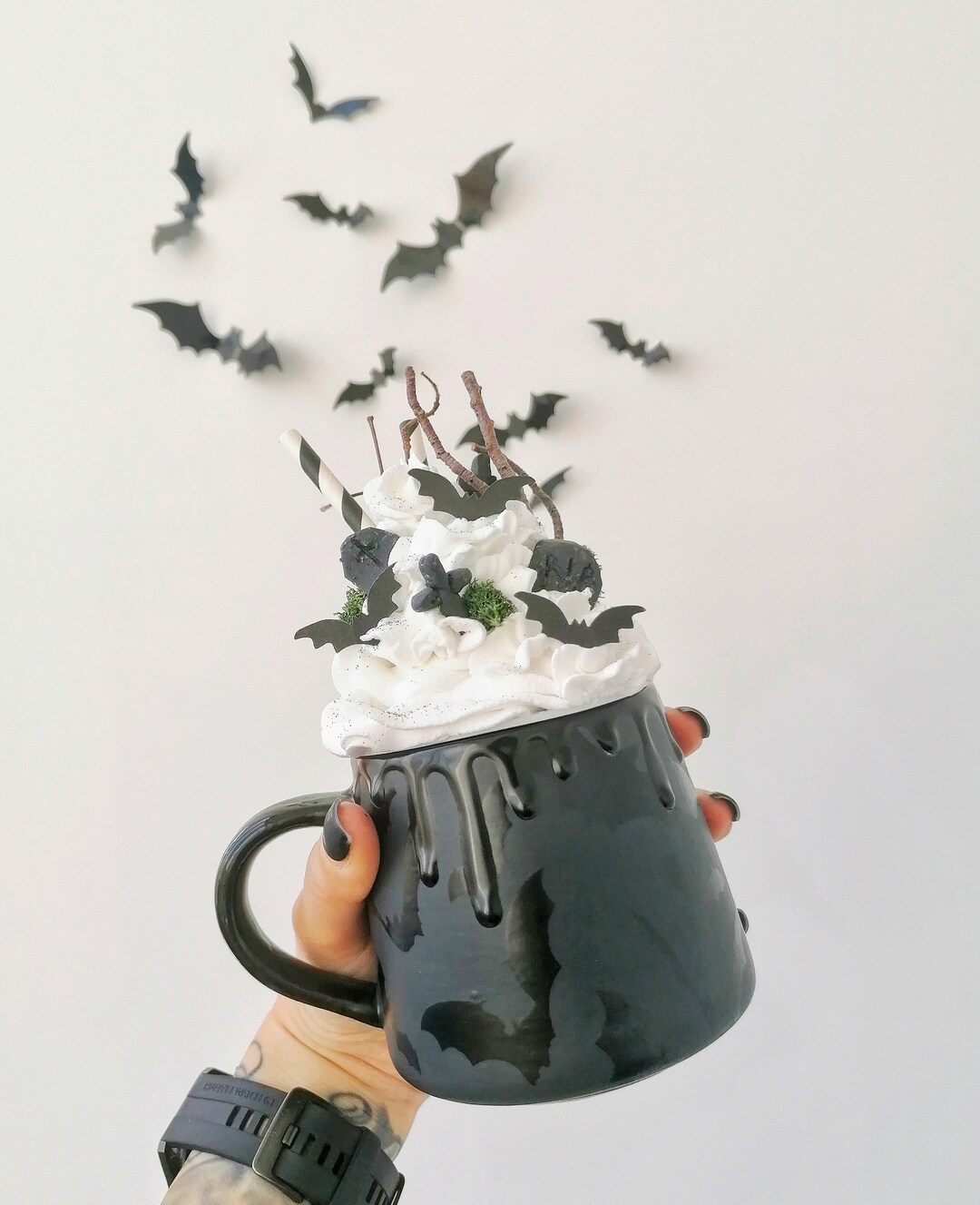 Matte Stumpy Mug, Bats Goth Mugs, Bat Gothic Cup, Tea Coffee Lover ...
