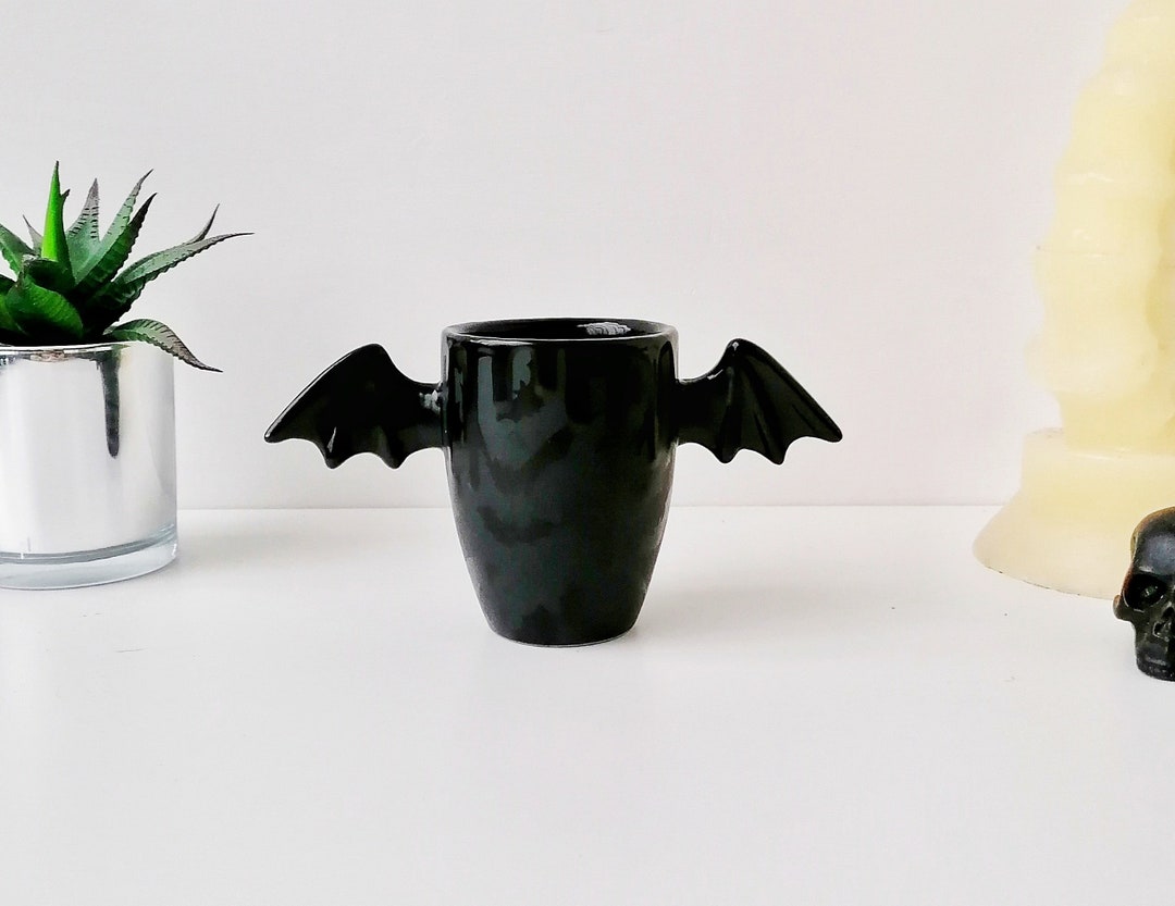 Matte Bat Mug, Bats Wing Cup, Matte Black Mugs, Unique Wings Design ...