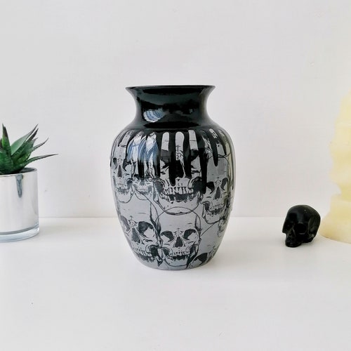 Gothic Skull Vase Matte Black Goth Skulls Flowers Macabre - Etsy
