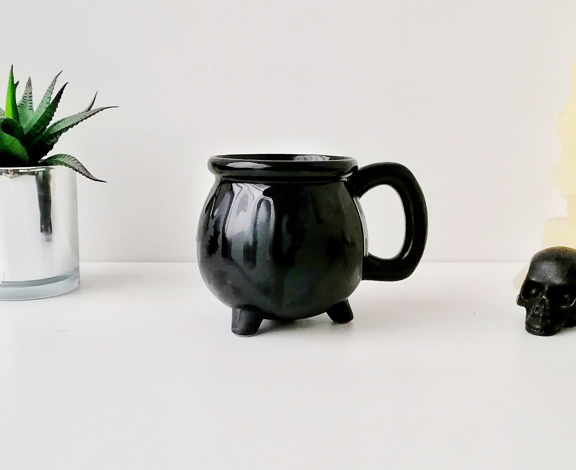 Bats Black Cauldron Mug, Bat Cup, Witches Brew, Dark Goth, Gothic Mugs ...