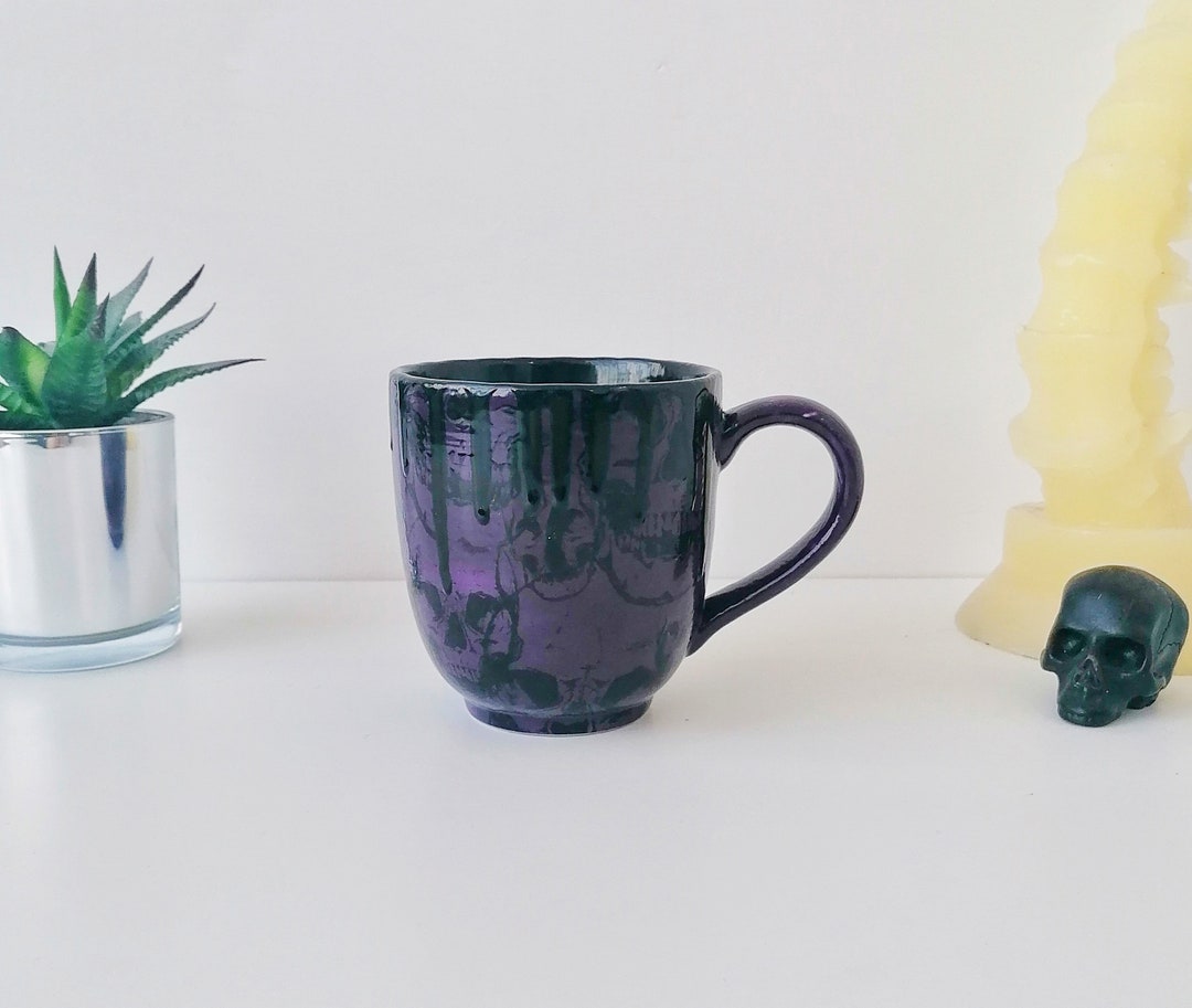 Purple Skull Mug, Large Skulls Mugs, Gothic Cup, Tea Coffee Lover, Huge ...