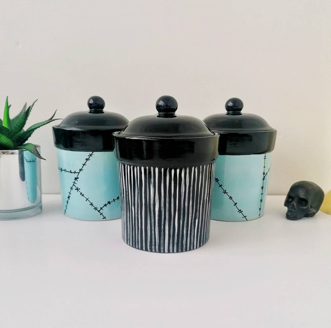 Stripes Stitches, Storage Canisters, Tea Coffee Canister, Sugar Jars ...