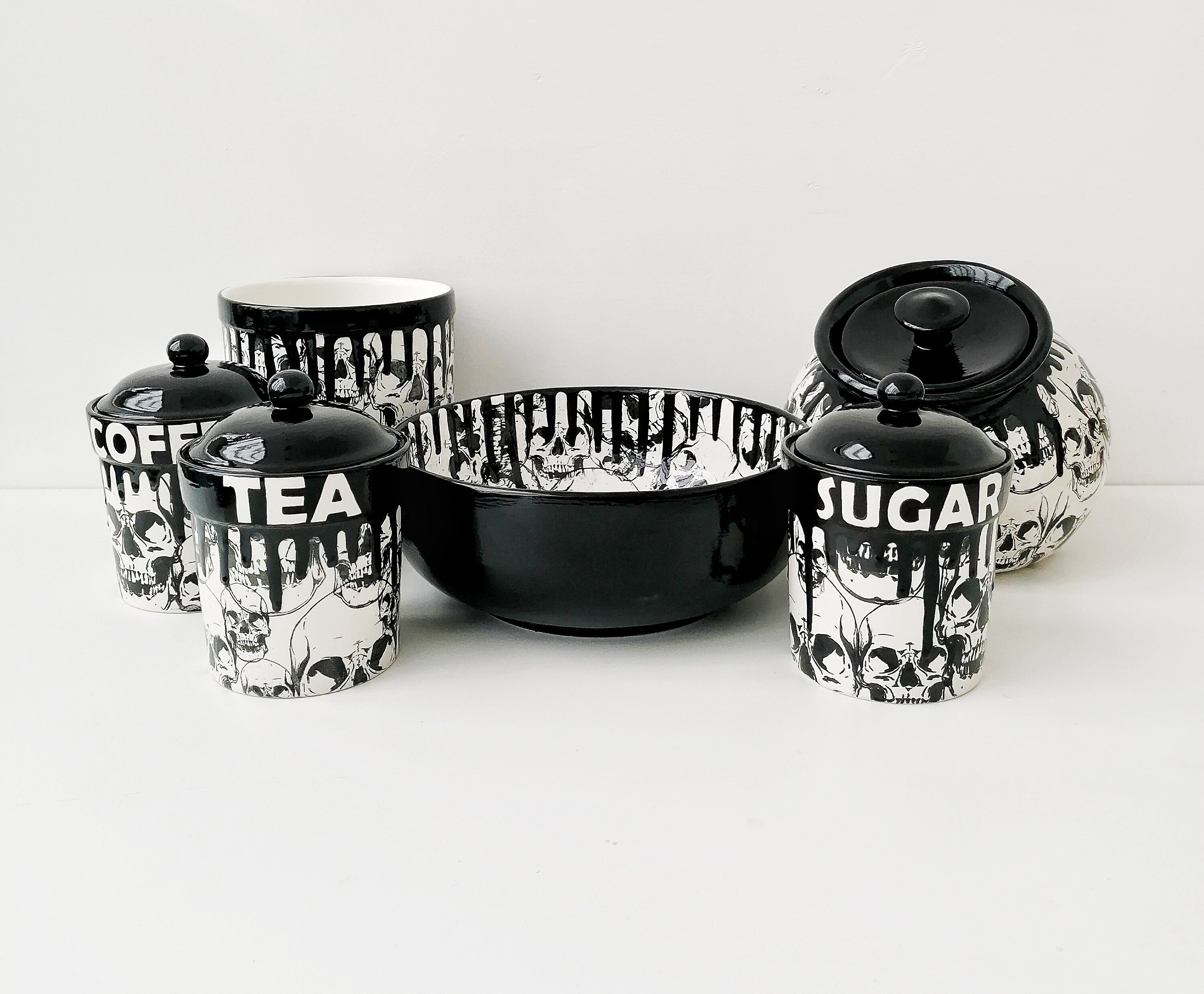 Hand-painted Skull Kitchenware Set, Gothic Ceramic Homeware - Etsy