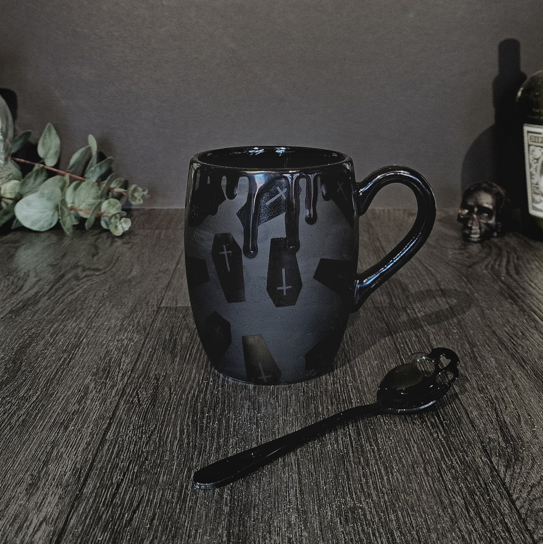 Gothic Coffin Mug, Large Mugs, Matte Black Casket, Tea Coffee Lover ...