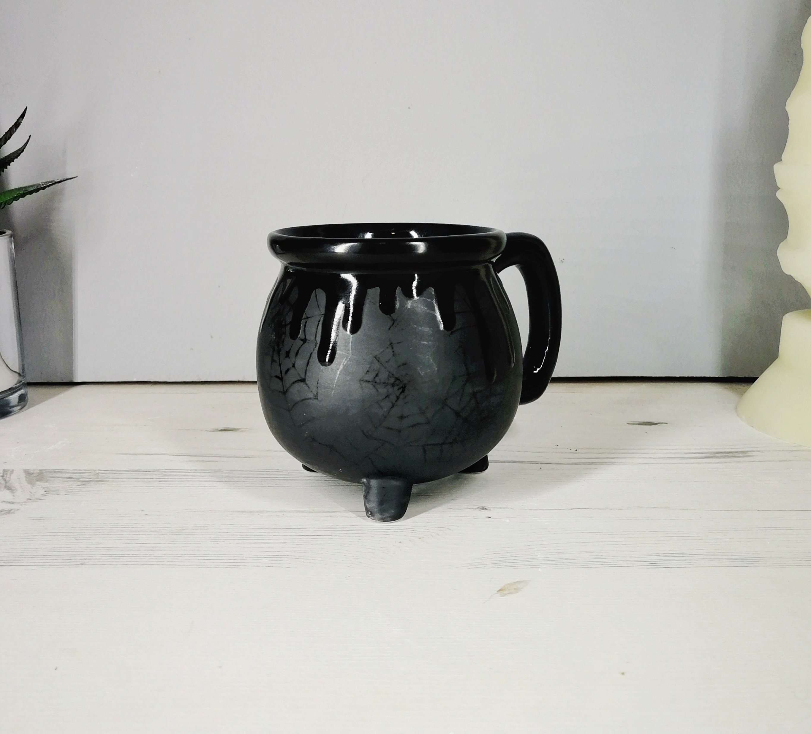 Black Cauldron Mug Spider Web Cup Witches Brew Gothic Mugs | Etsy