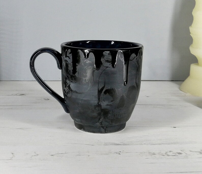 Matte Black Mug Large Skulls Mugs Gothic Cup Tea Coffee | Etsy