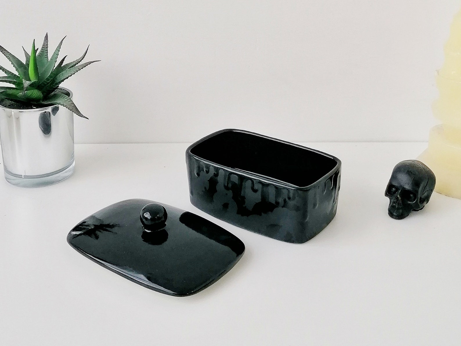 Bat Butter Dish Bats Dome Bowl Matte Black Gothic Gift - Etsy