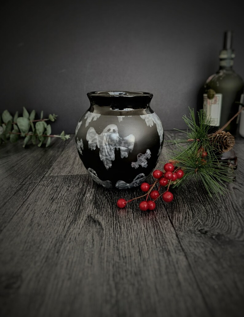 Ghost Brush Pot Gothic Ghosts Vase Matte Black Goth - Etsy