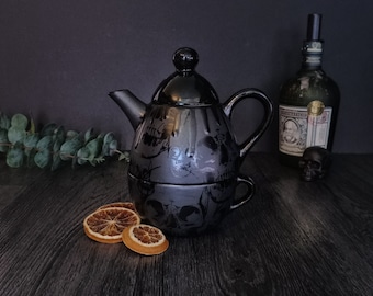 Gothic Skull Set, Goth Skulls Teaset, Matte Black Sets, Macabre Teapot ...