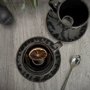 Bat Tea Set, Matte Black Bats, Goth Teaset, Gothic Halloween Ceramic ...