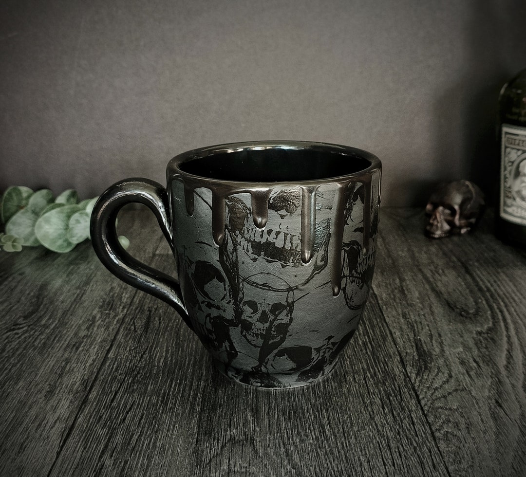 Matte Black Mug, Large Skulls Mugs, Gothic Cup, Tea Coffee Lover, Huge ...