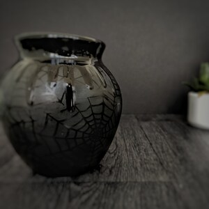 Gothic Web Vase, Matte Black, Goth Spider Flowers, Macabre Alternative ...