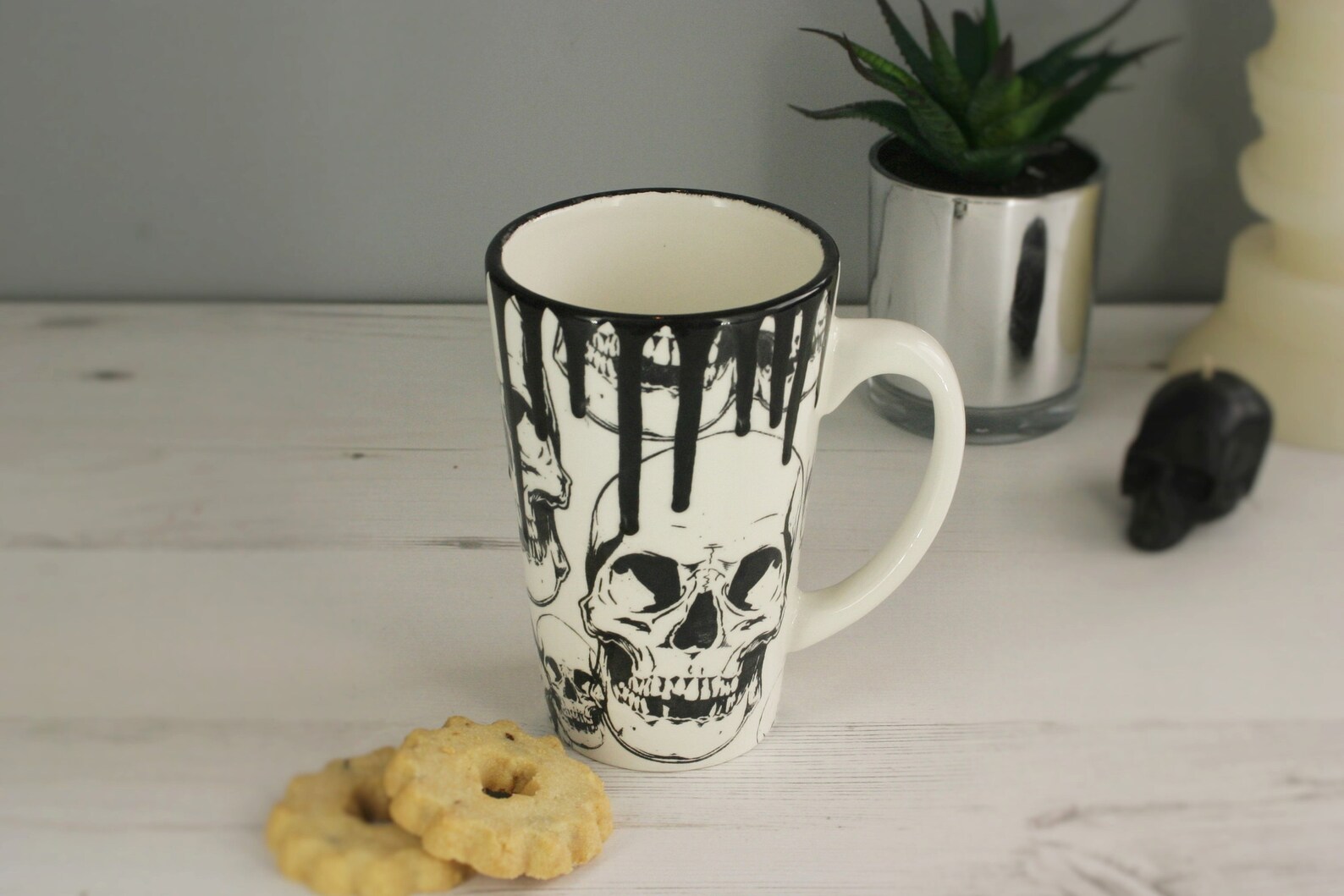 Skull Latte Mug Goth Mug Skulls Drip Design Gothic Design - Etsy UK