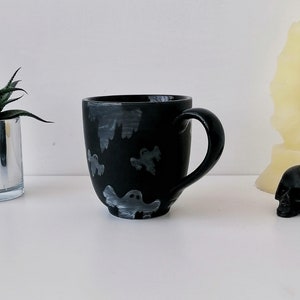 Ghost Mega Mug, Large Ghosts Mugs, Matte Black, Spooky Gothic Cup, Tea ...