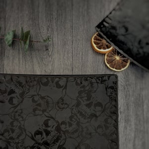 Skull Plate Set, Matte Black, Square Gothic Lunch, Alternative Dinner ...