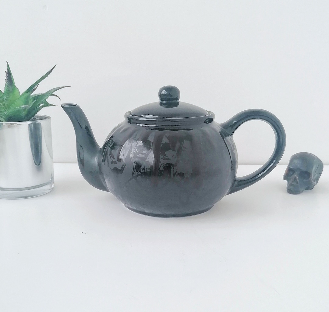 Matte Black Skull Teapot, Gloss Tea Pot, Gloss Kettle, Gothic Gift ...