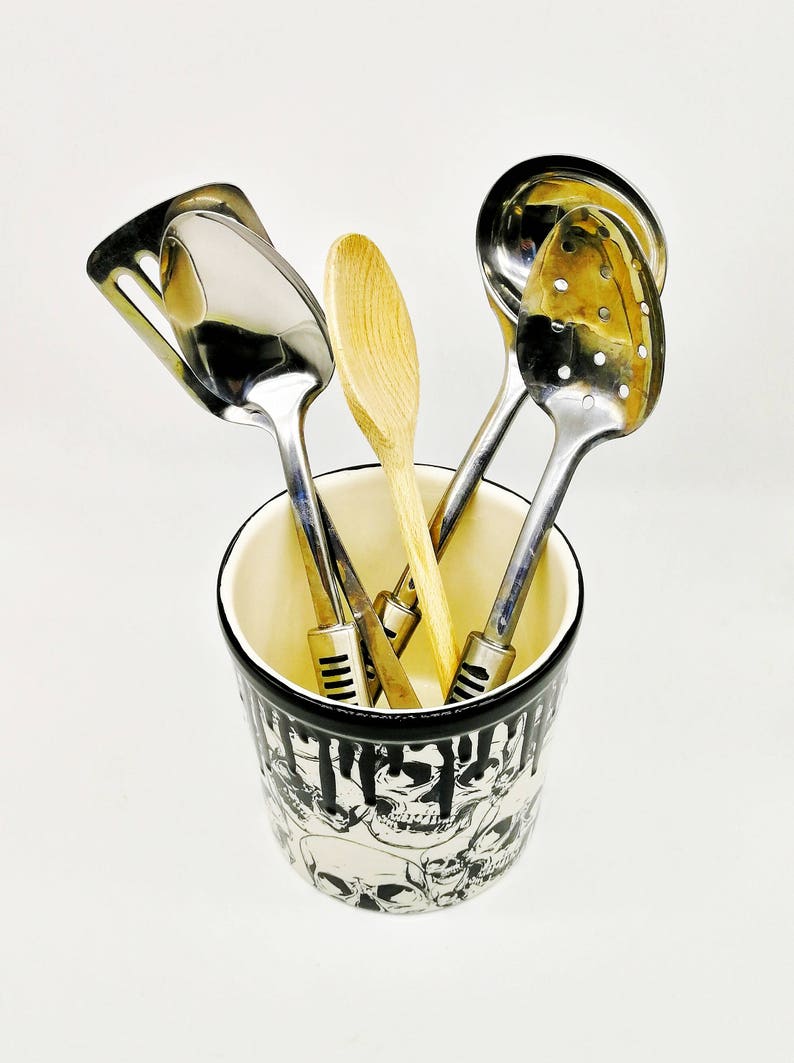 Skull Utensil Holder Kitchen Pot Gothic Homeware Skulls - Etsy UK