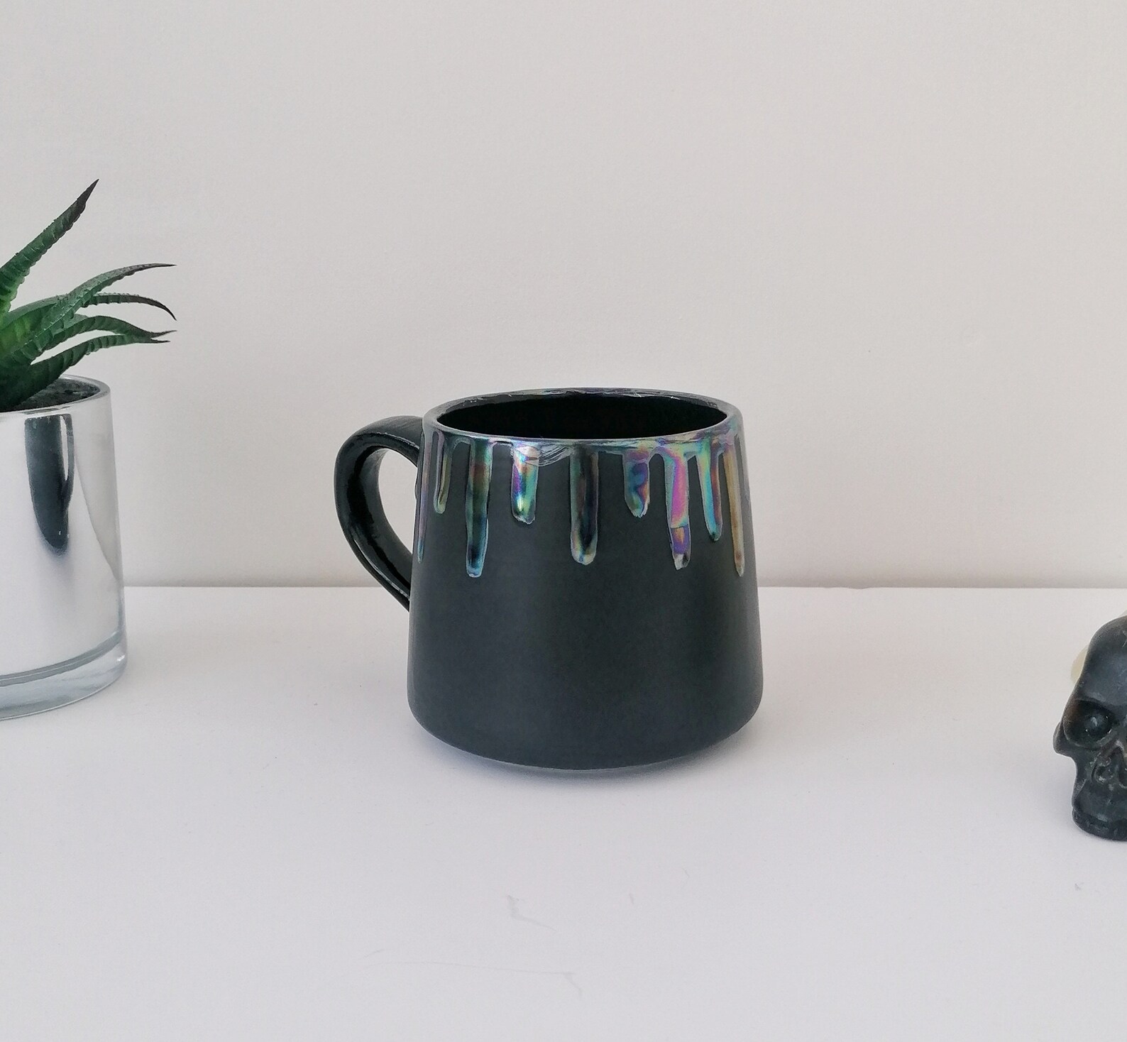 Lustre Stumpy Mug, Iridescent Goth Mugs, Petrol Effect Cup, Tea Coffee ...