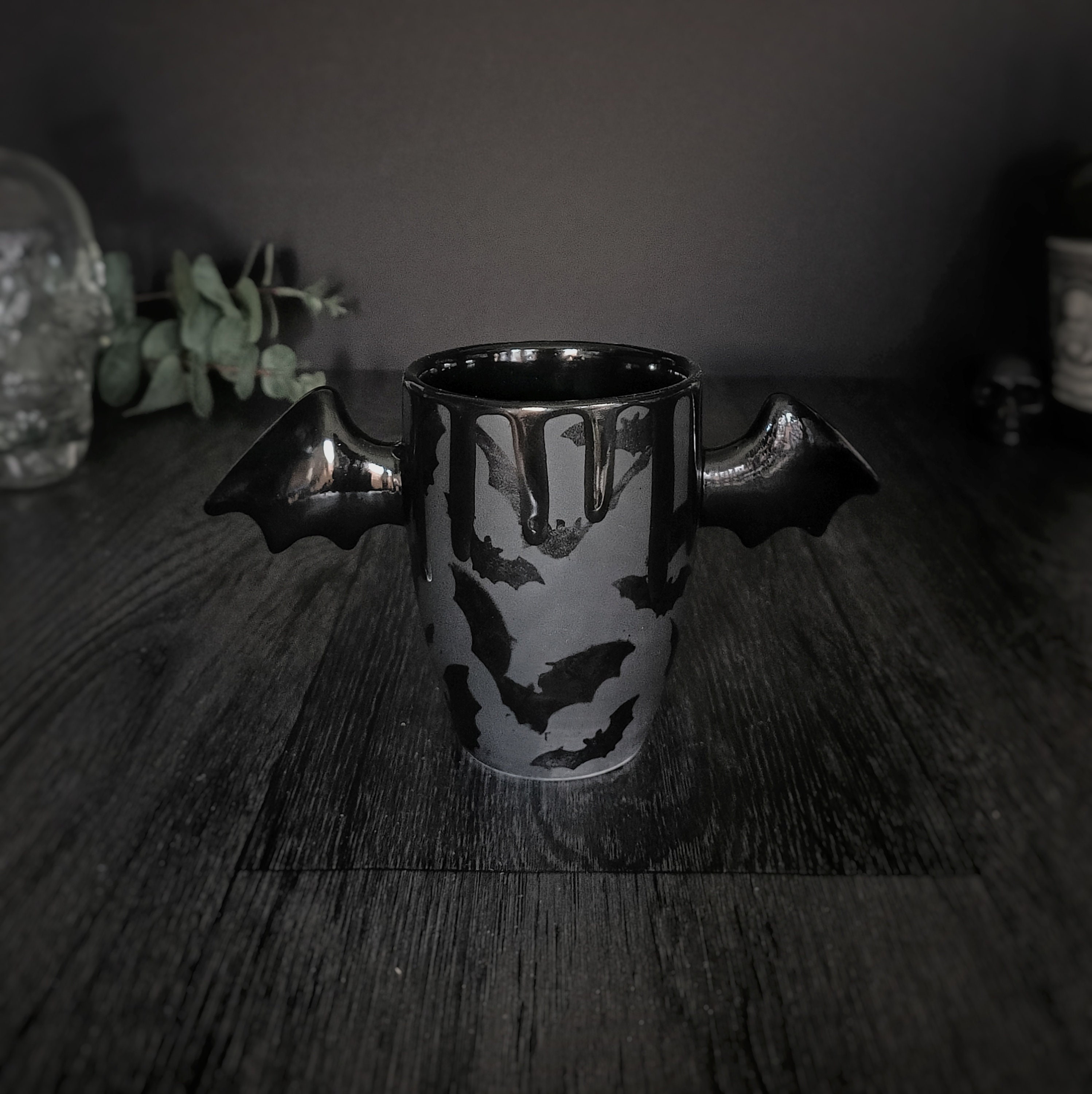 Matte Bat Mug, Bats Wing Cup, Matte Black Mugs, Unique Wings Design ...