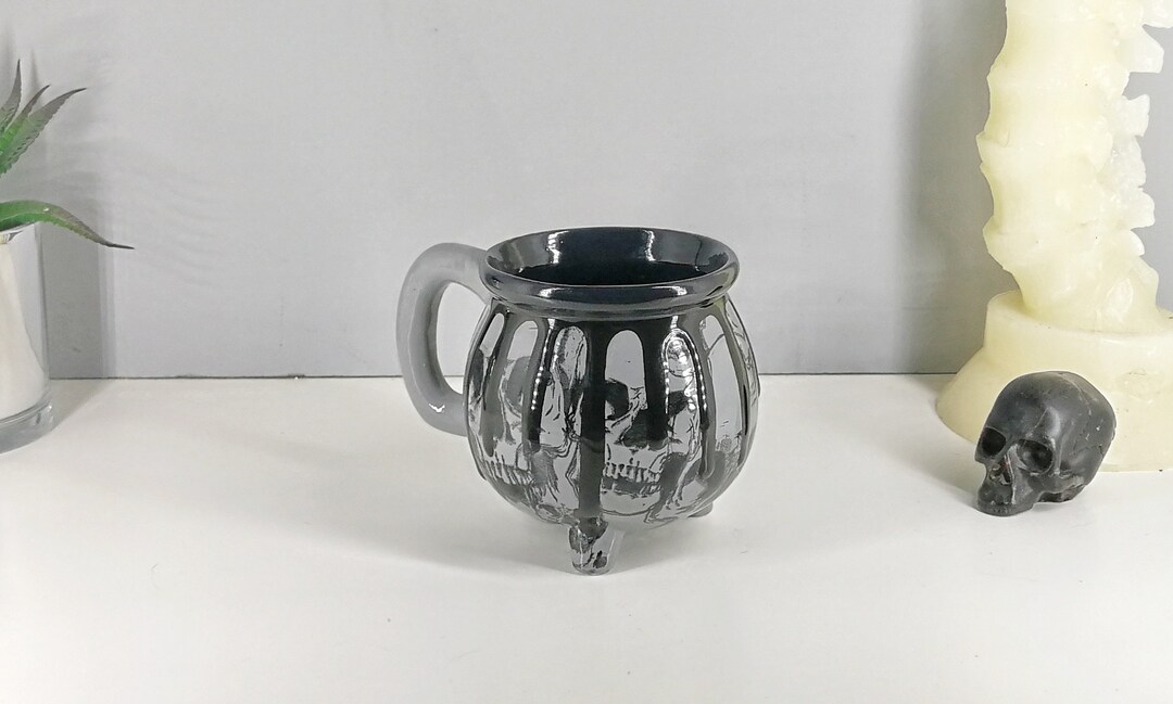 Grey Cauldron Mug, Skull Witches Cup, Witch Brew, Gothic Mugs, Weird ...