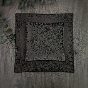 Web Plate Set, Matte Black, Gothic Lunch, Alternative Plate, Goth ...