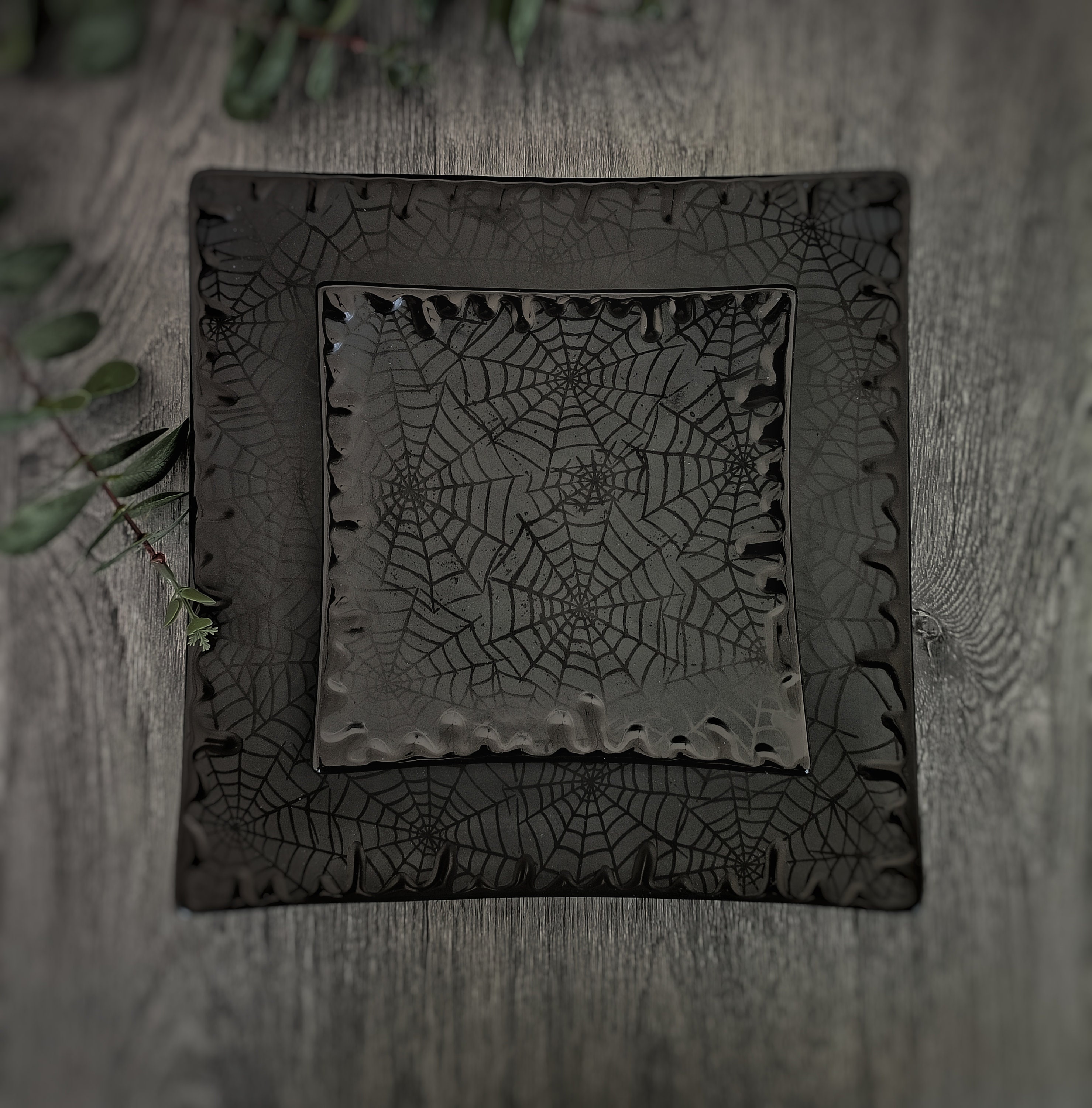 Web Plate Set, Matte Black, Gothic Lunch, Alternative Plate, Goth ...