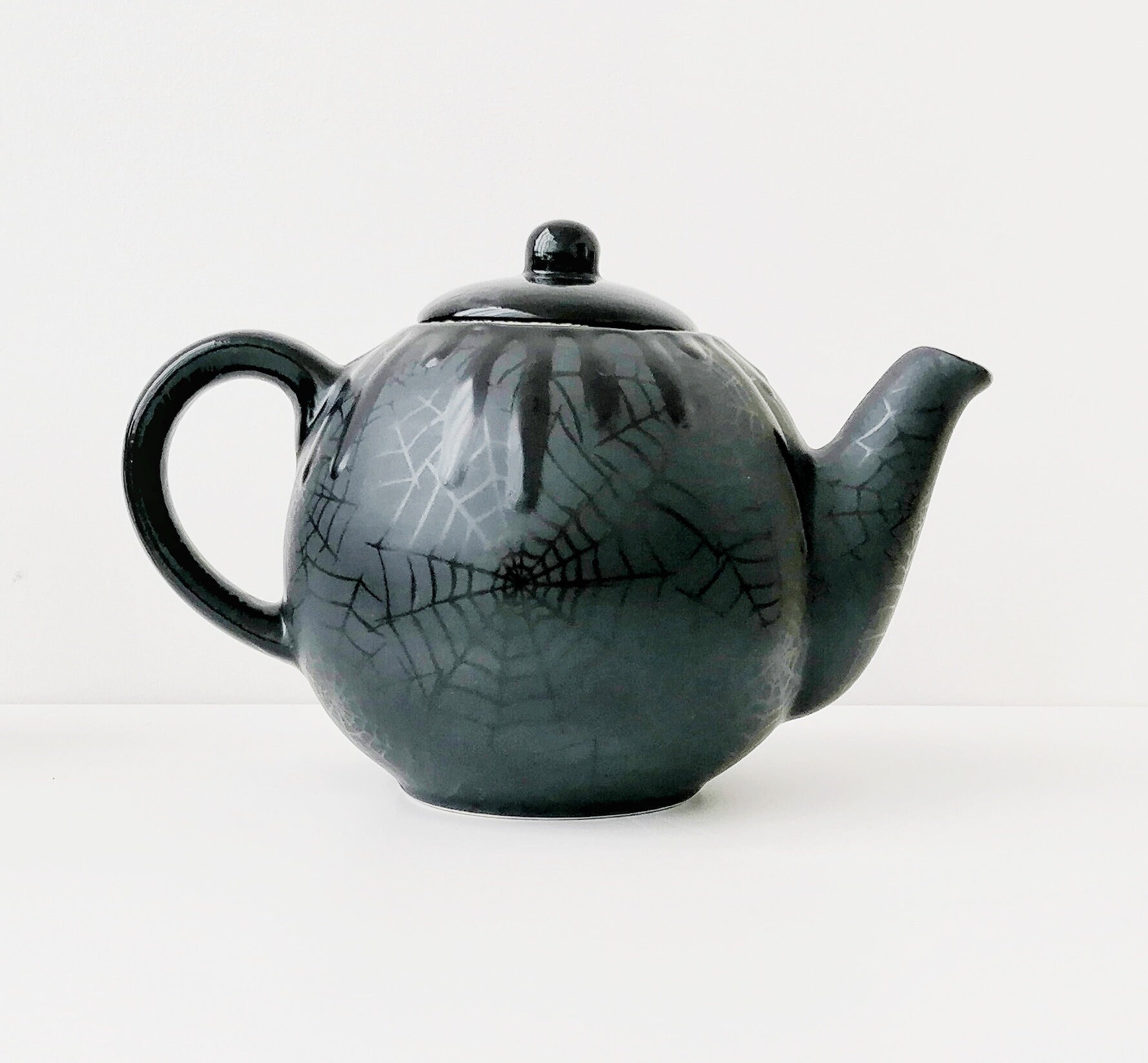 Spider Web Teapot Satin Tea Pot Black Gloss Kettle Matte | Etsy