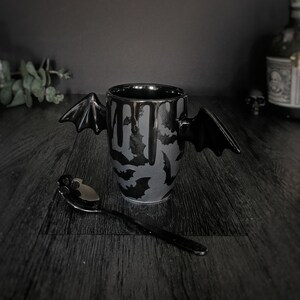 Matte Bat Mug, Bats Wing Cup, Matte Black Mugs, Unique Wings Design ...