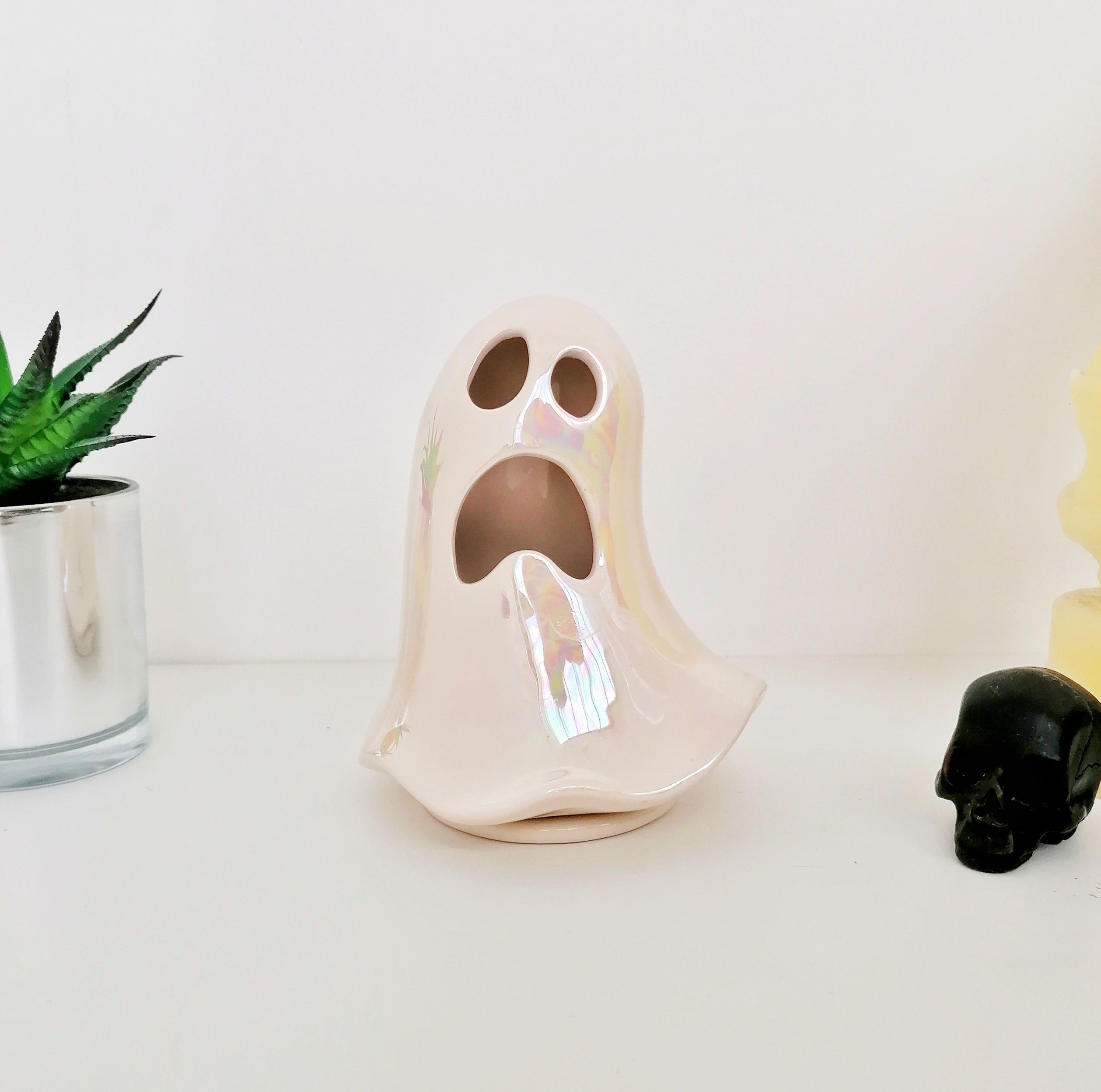 Pearlescent White Ghost Ghosts Tea Light Halloween - Etsy