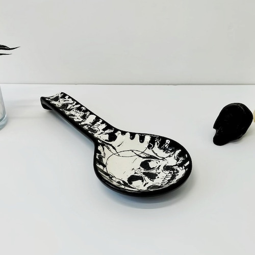 Gothic Spoon Rest Skull Skulls Black Goth Kitchen Utensil - Etsy
