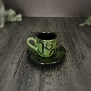 Green Snake Espresso, Cup Saucer, Matte Glaze, Serpent Ceramic, Coffee ...