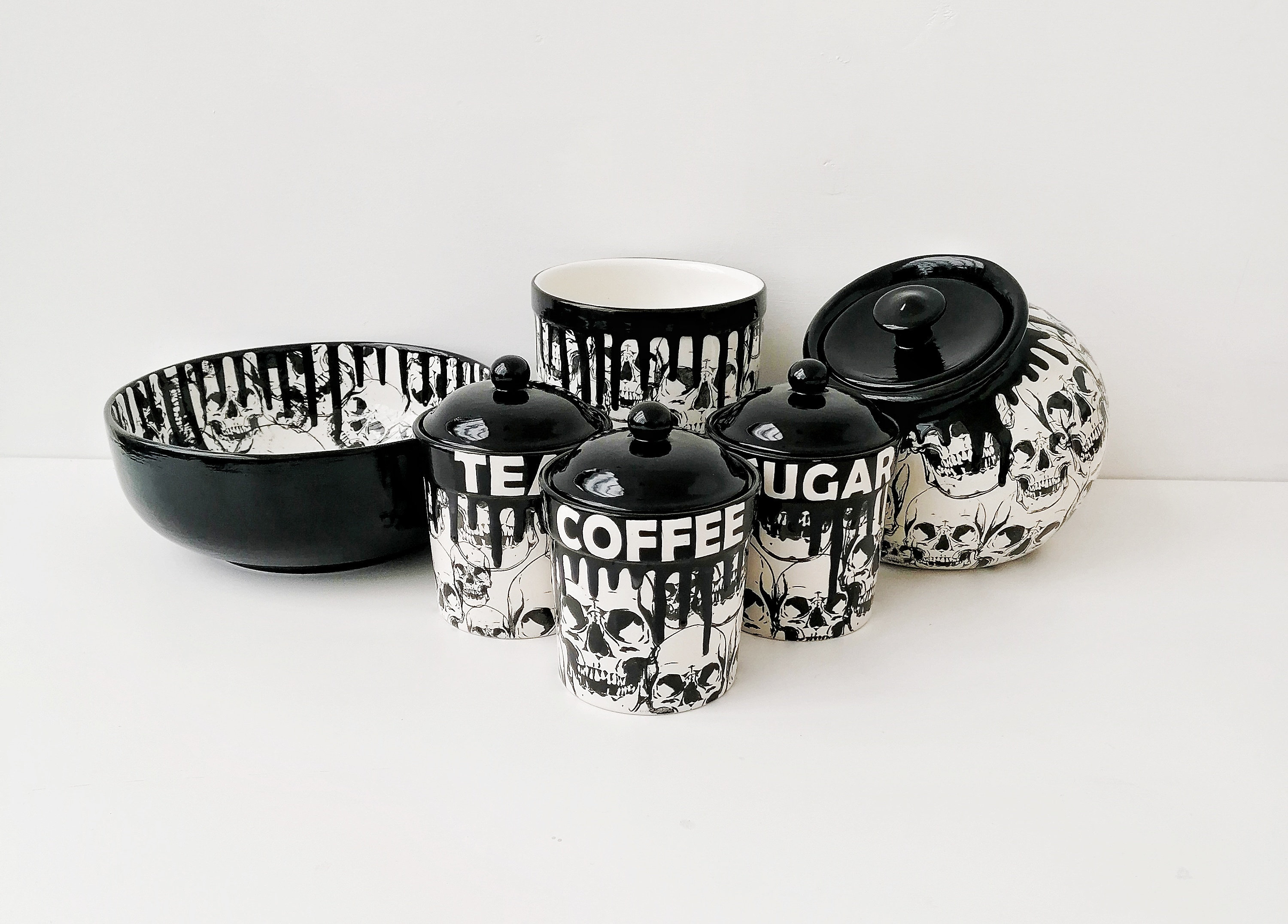 Skull Kitchen Set Full Kitchenware Ceramic Homeware Gothic - Etsy