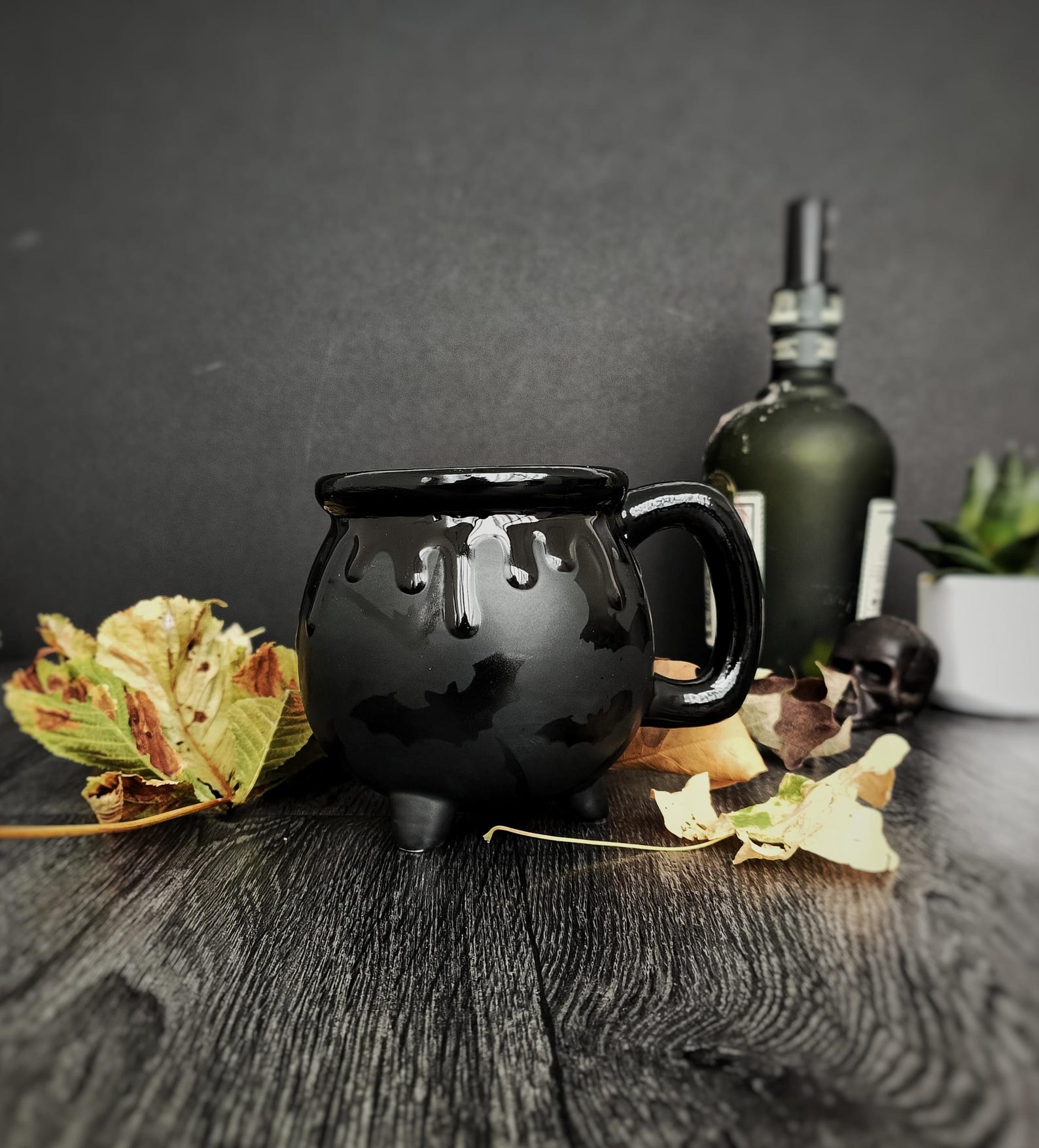 Bats Black Cauldron Mug, Bat Cup, Witches Brew, Dark Goth, Gothic Mugs ...