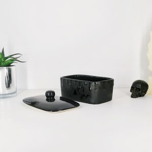 Skull Butter Dish, Skulls Dome Bowl, Matte Black, Gothic Gift, Creepy ...