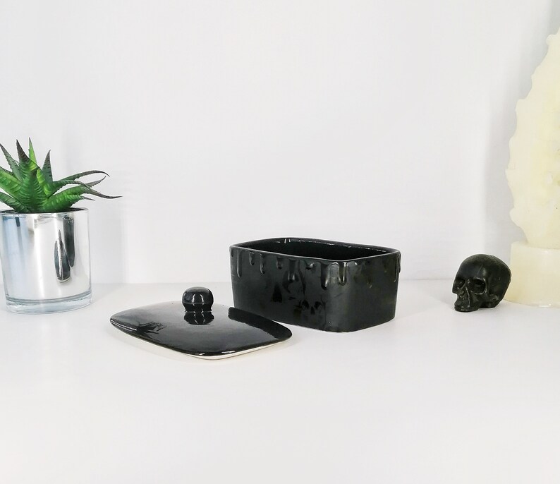 Skull Butter Dish, Skulls Dome Bowl, Matte Black, Gothic Gift, Creepy ...