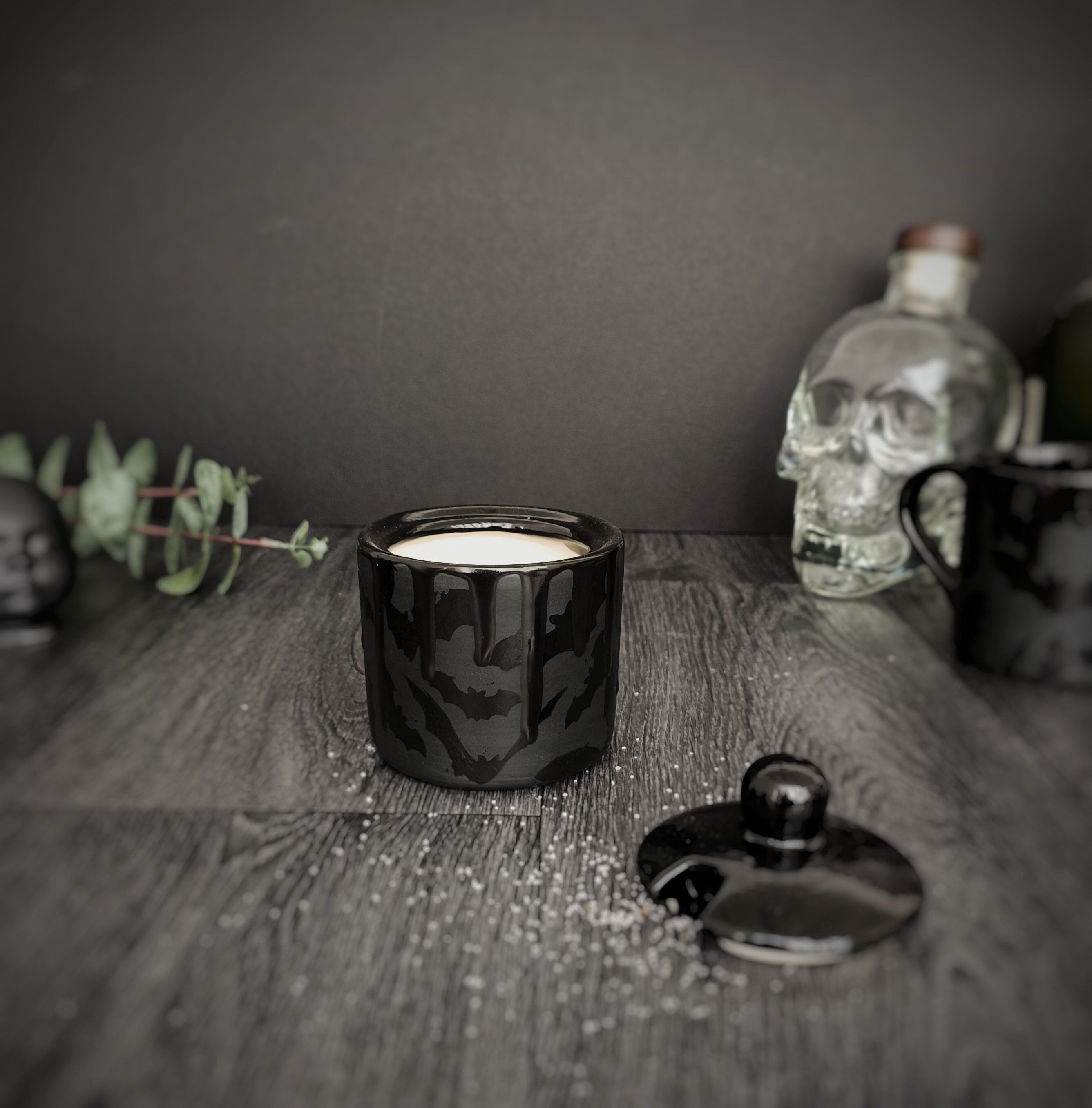 Bat Tea Set Matte Black Bats Goth Teaset Gothic Halloween - Etsy