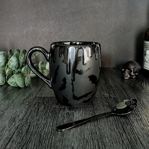 Gothic Bat Mug, Large Mugs, Matte Black Bats, Tea Coffee Lover, Xmas ...