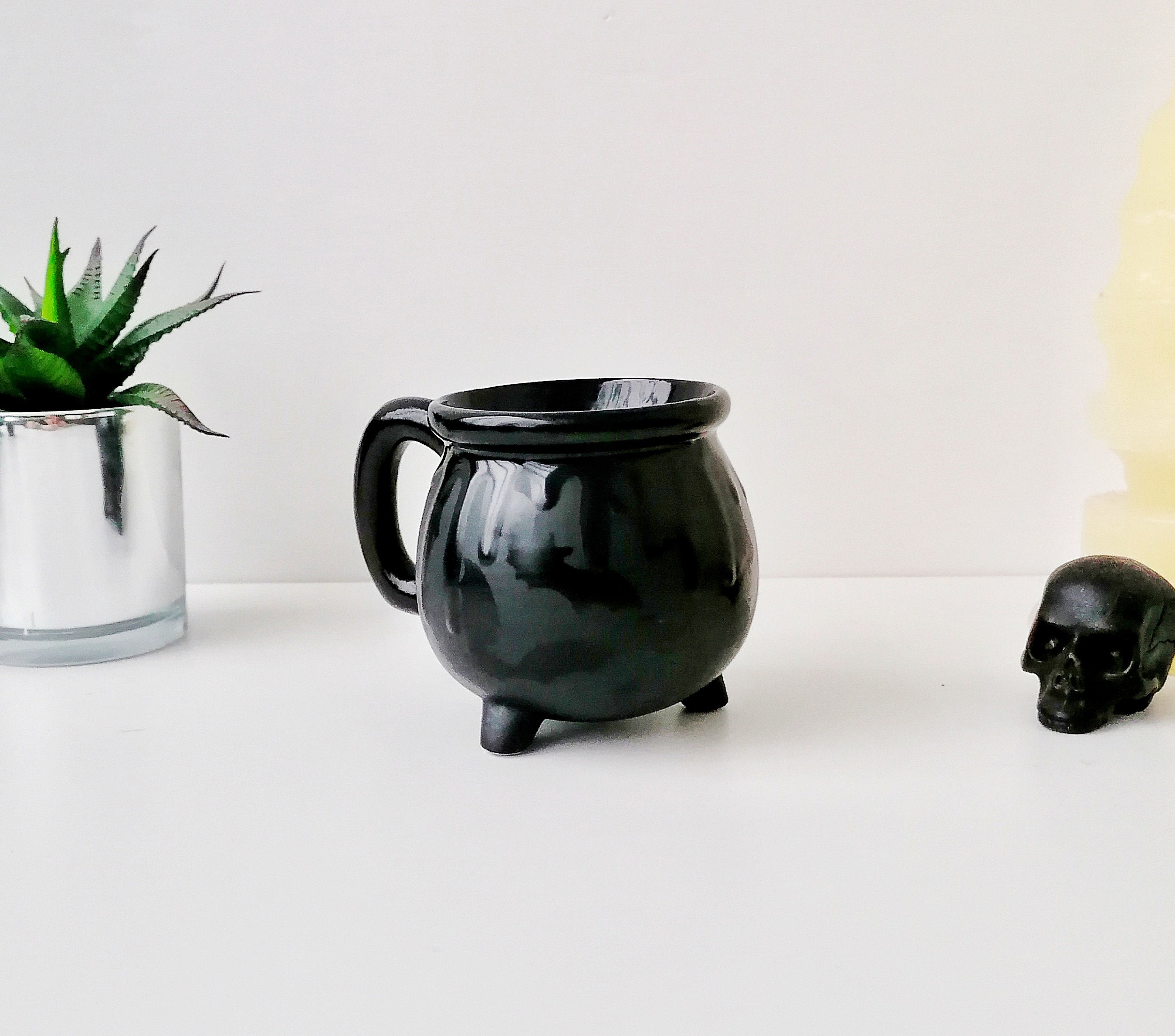 Bats Black Cauldron Mug, Bat Cup, Witches Brew, Dark Goth, Gothic Mugs ...