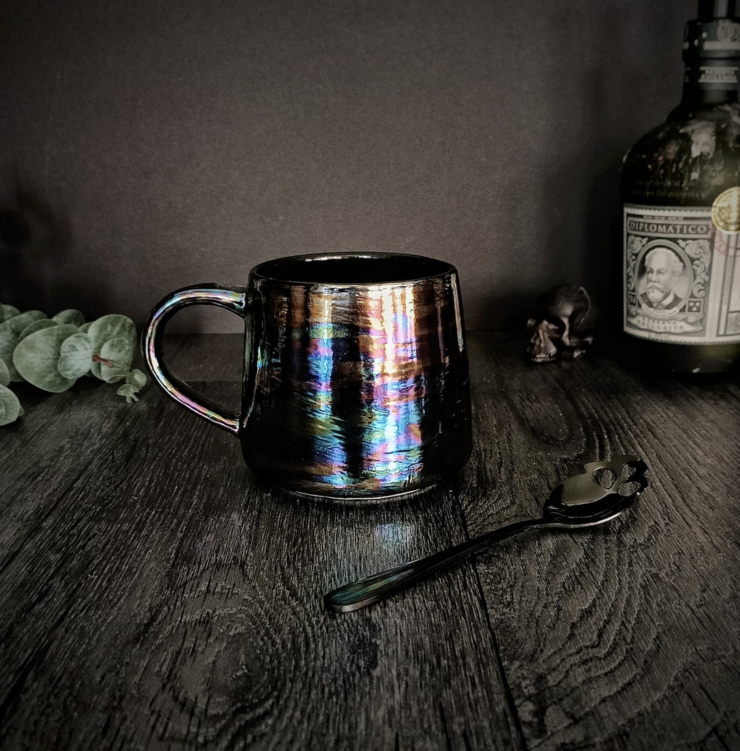Oil Stumpy Mug, Pearlescent Goth Mugs, Petrol Effect Cup, Tea Coffee ...