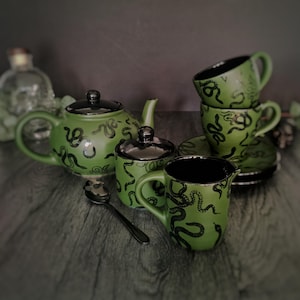 Green Snake Set, Goth Teaset, Matte Witch Sets, Macabre Teapot, Magic ...