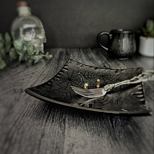 Web Plate Set, Matte Black, Gothic Lunch, Alternative Plate, Goth ...