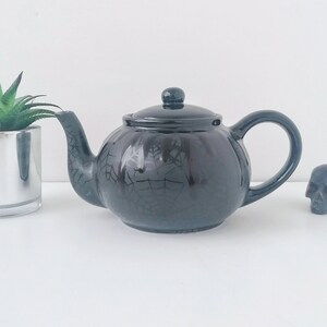 Spider Web Teapot, Satin Tea Pot, Black Gloss Kettle, Matte Gothic Gift ...