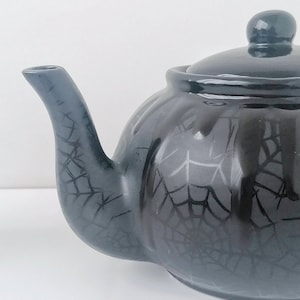 Spider Web Teapot, Satin Tea Pot, Black Gloss Kettle, Matte Gothic Gift ...