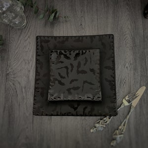 Bat Plate Set, Matte Black, Gothic Lunch, Alternative Plate, Goth ...